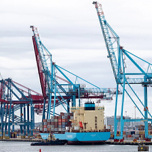 The world's first methanol-powered container ship moored at the Port of ...